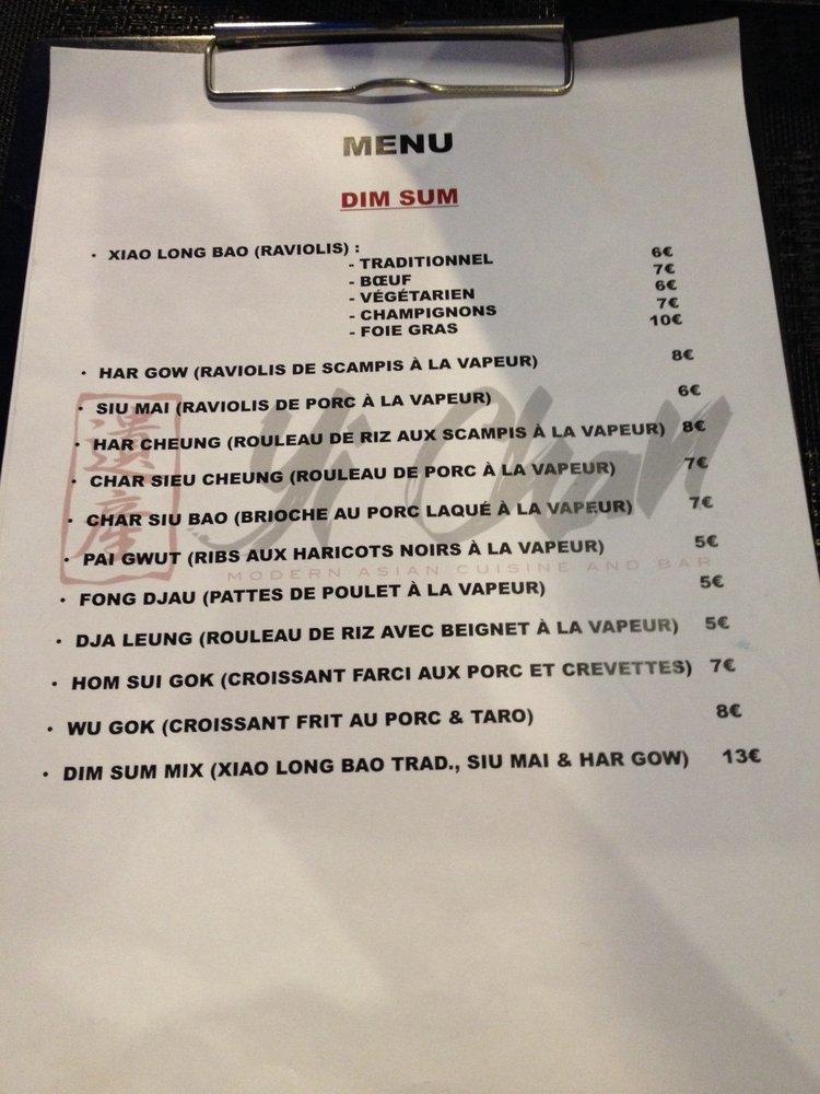 Menu at Yi Chan, Brussels, Rue Jules Van Praet 13