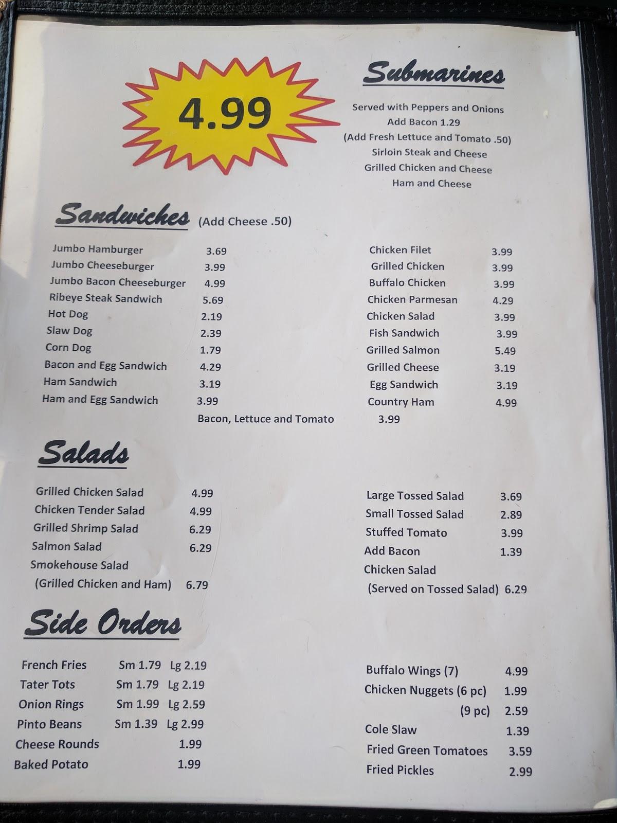 Menu at Campus Drive-In restaurant, Gate City, 432 Kane St