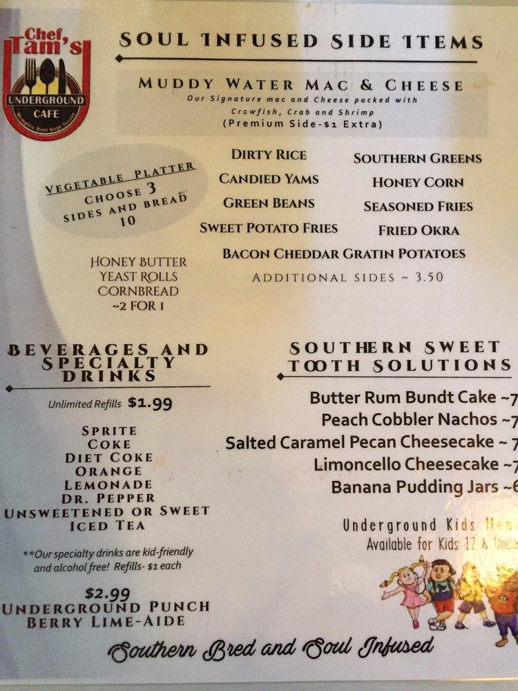 Menu at Chef Tam's Underground Cafe, Memphis, 668 Union Ave