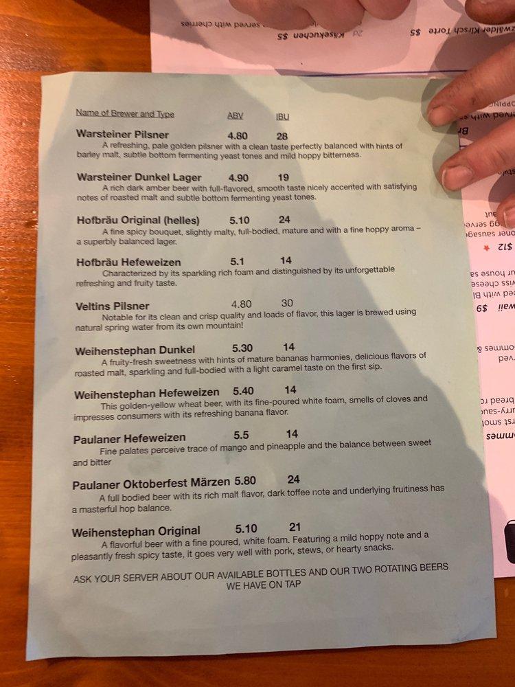 Menu at Prost restaurant, Wichita