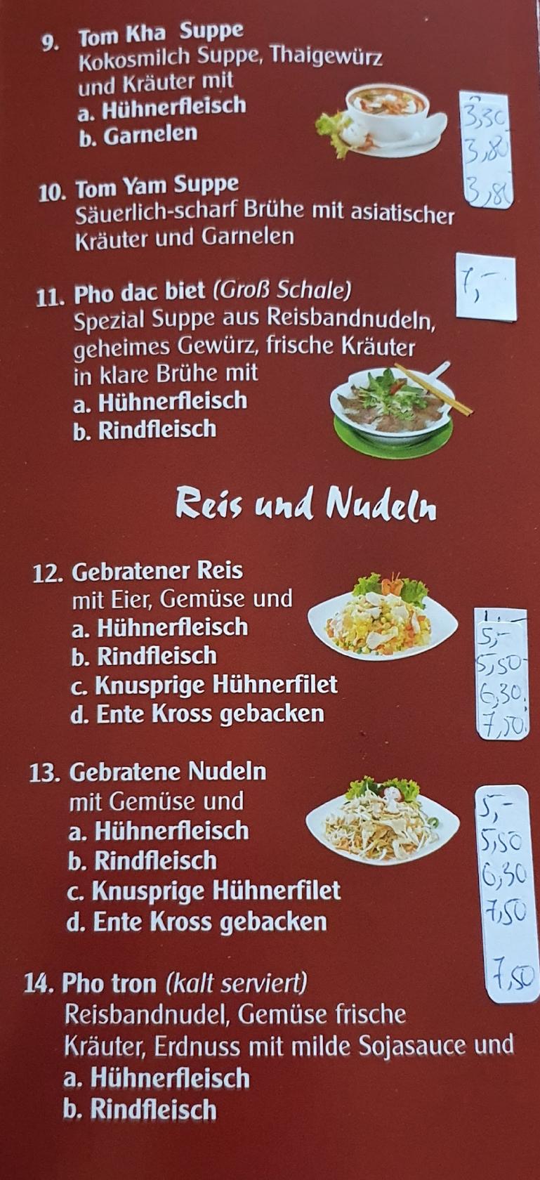 Menu at Wok Man restaurant, Berlin