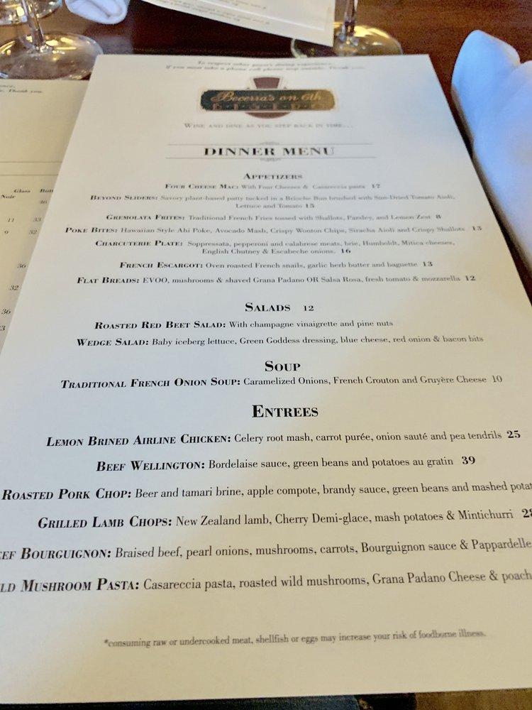 Menu at Becerra's on 6th Bistro restaurant, Redmond