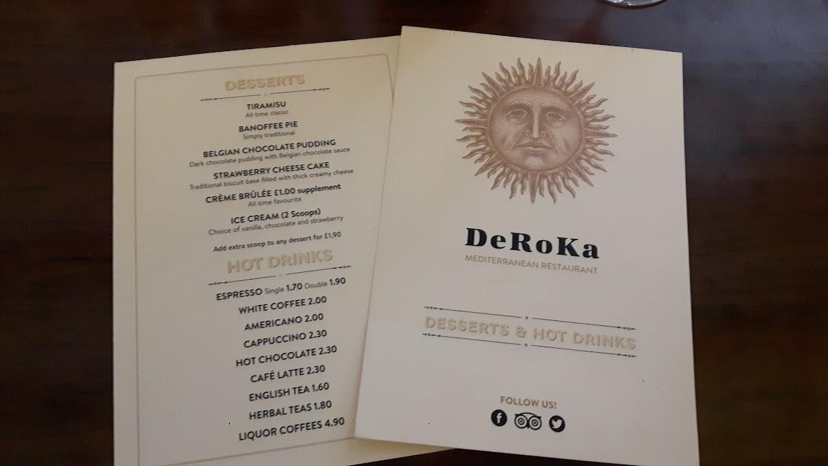 Menu at DeRoka Hitchin Turkish & Mediterranean Restaurant, Hitchin