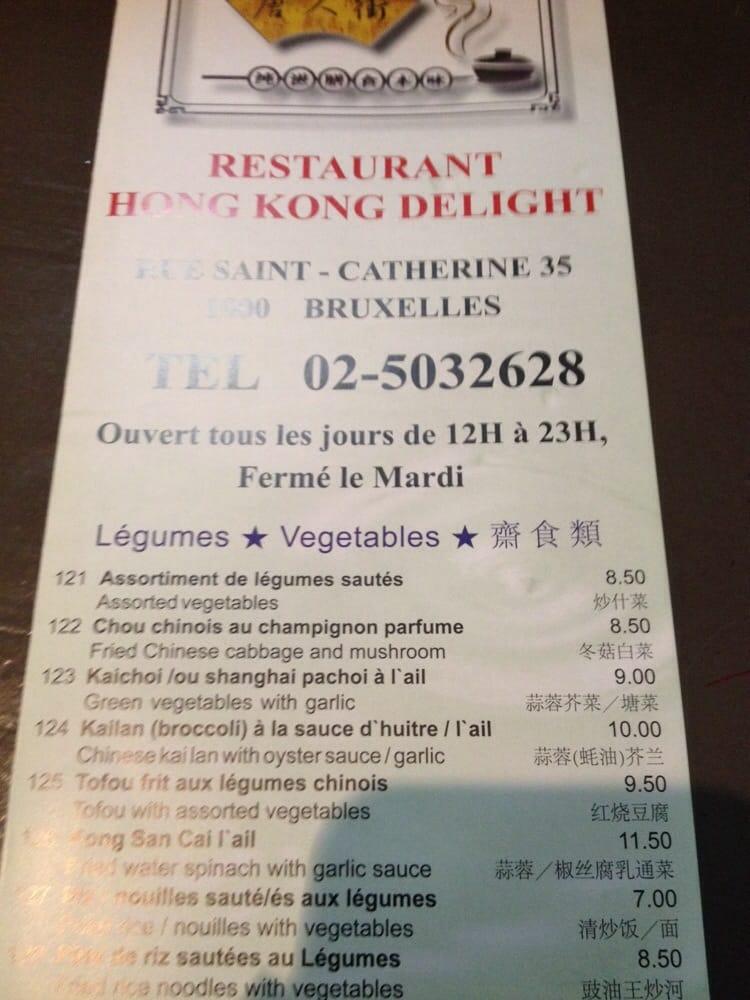 Menu at Hong Kong Delight, Brussels