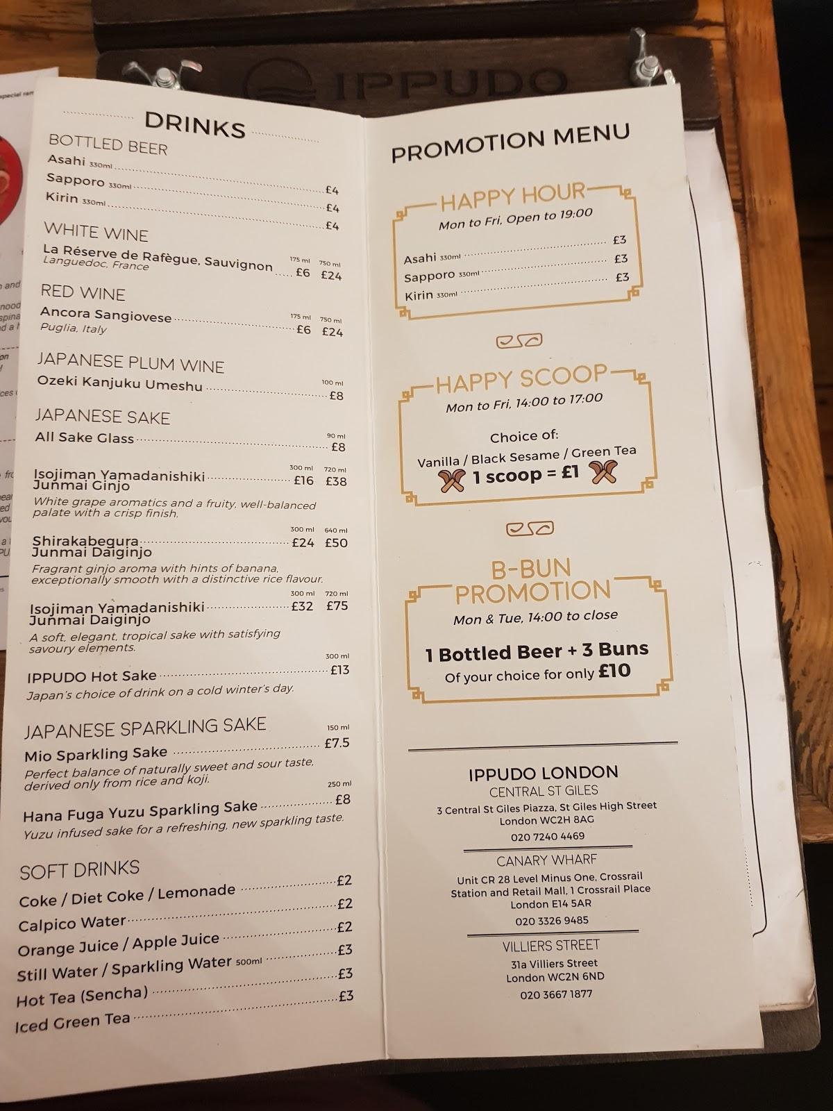 Menu at Ippudo Villiers Street restaurant, London, 31A Villiers St