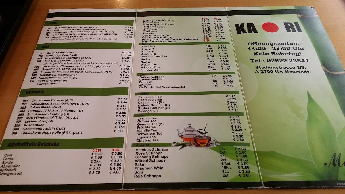Speisekarte von Kaori Running Sushi restaurant, Wiener Neustadt
