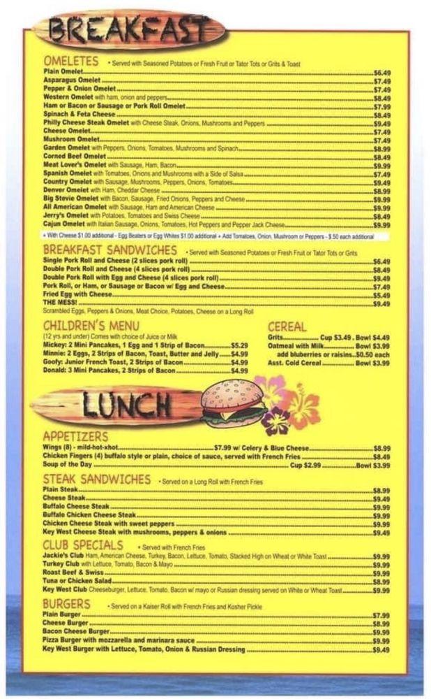 Menu at Key West Cafe, Wildwood