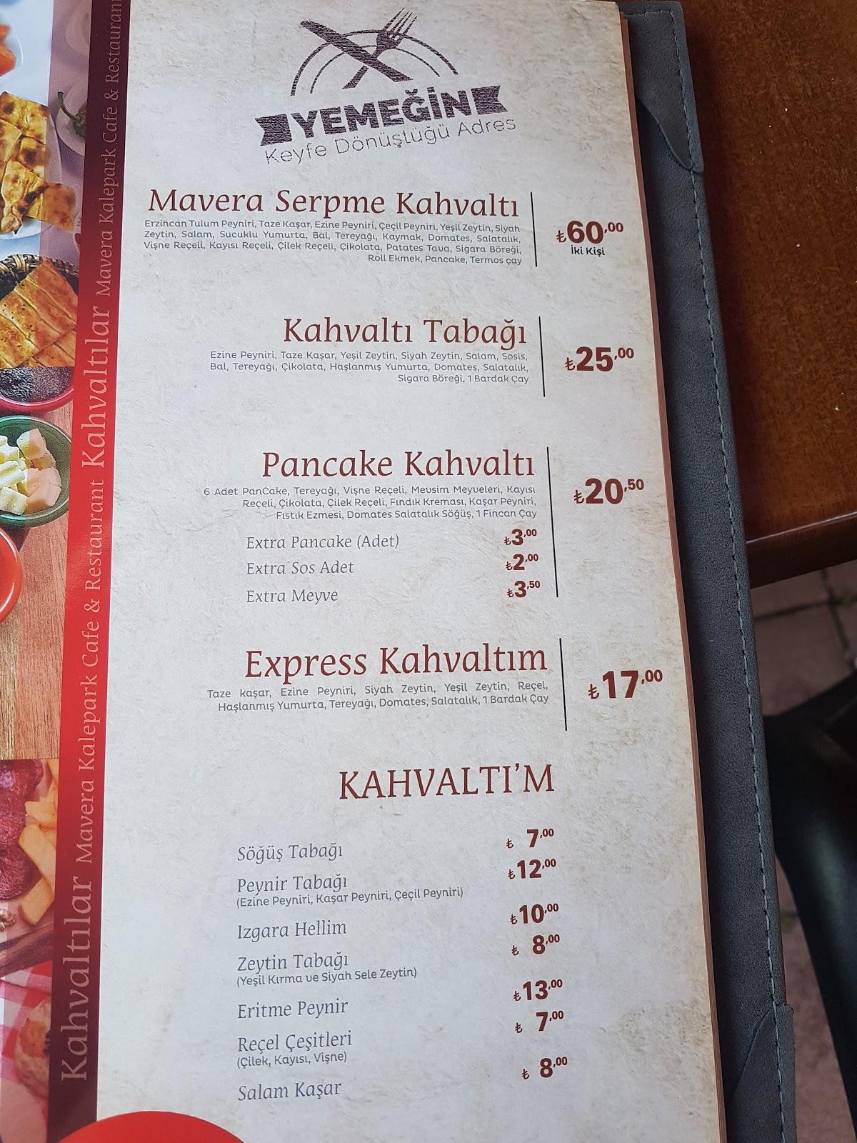 Menu at MAVERA CAFE RESTAURANT, Darıca