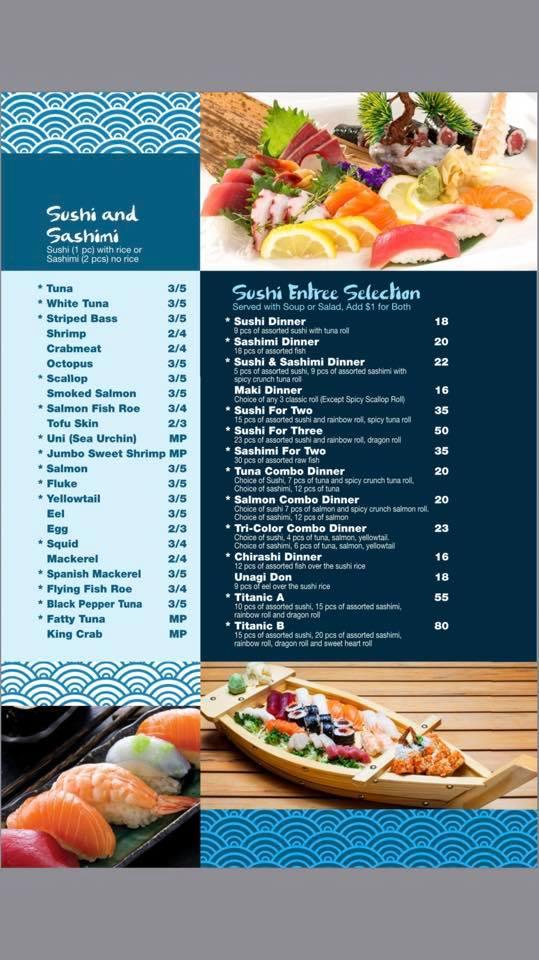Menu at Mizu Asian Bistro restaurant, Seekonk