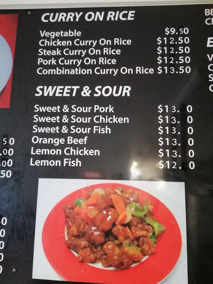 Menu at Ocean Star Takeaways restaurant, Lower Hutt