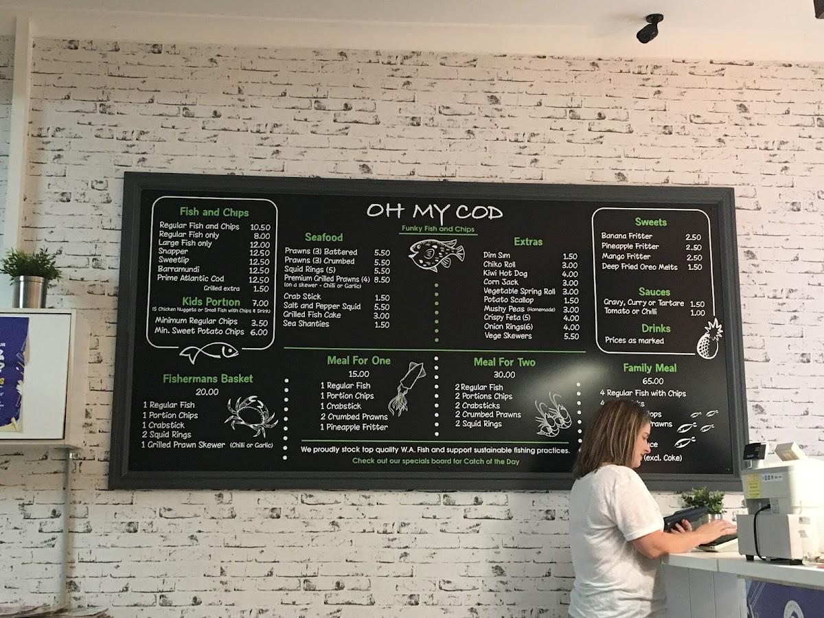 Menu at Oh My Cod fast food, Tuart Hill