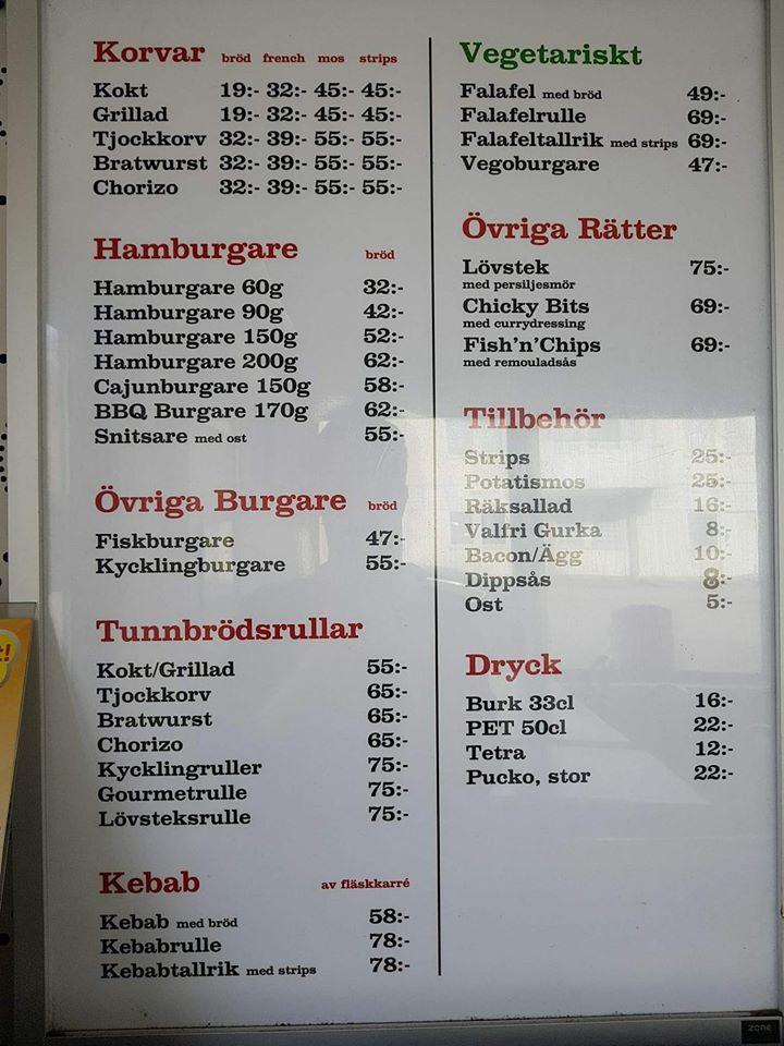 Menu at Teatergrillen restaurant, Märsta