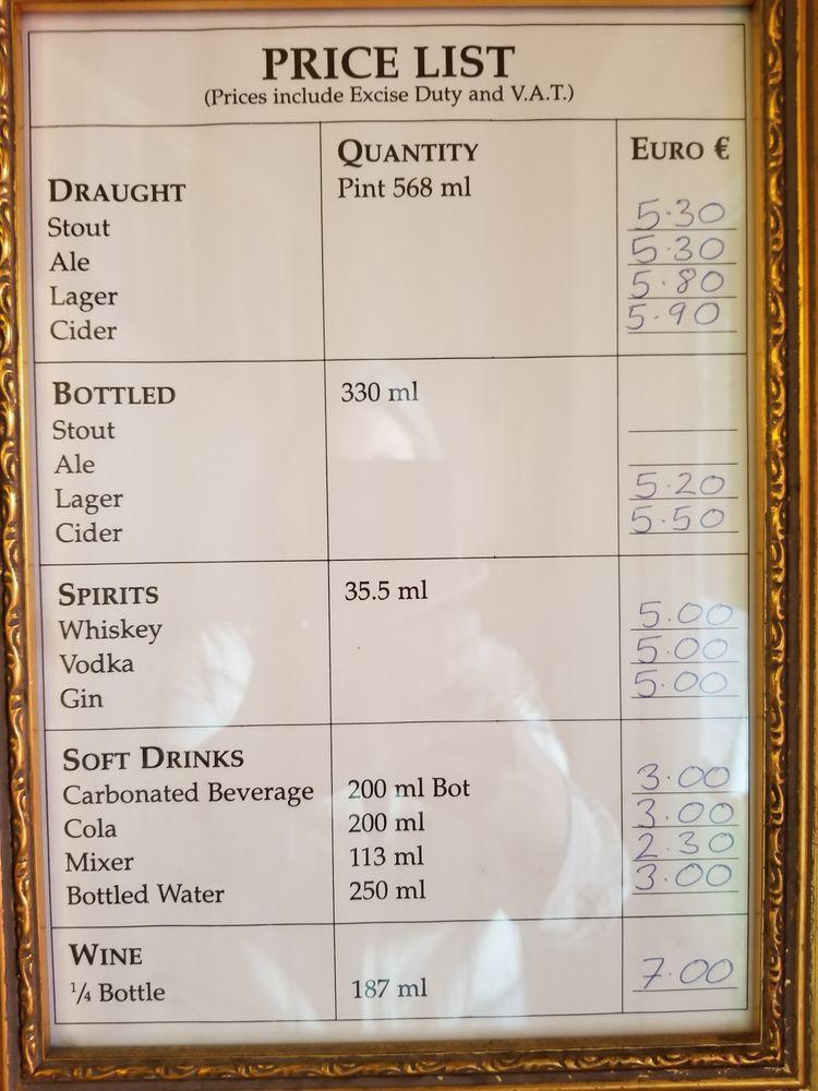 Menu at O'Briens Ferryman pub & bar, Dublin