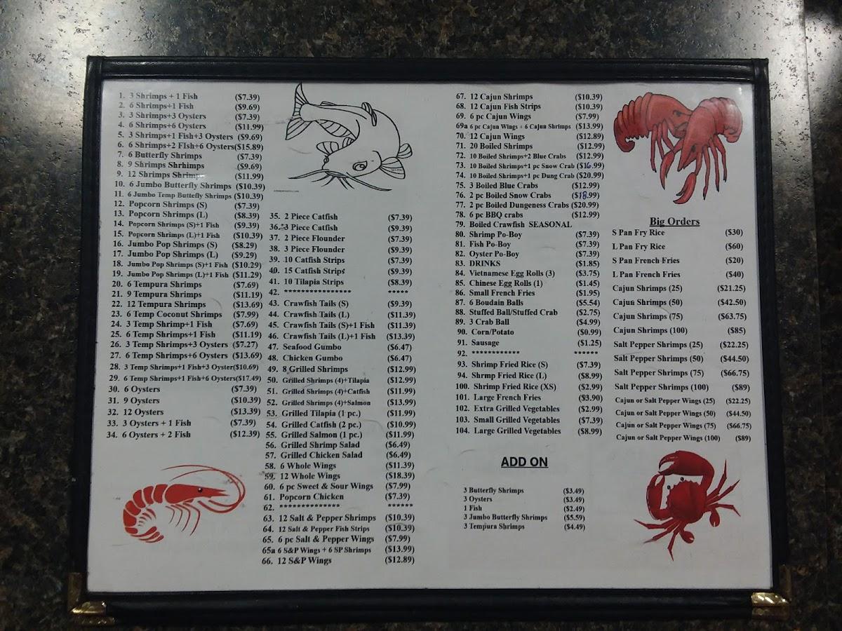 Menu at Seafood Shack Wingz & More restaurant, Bridge City