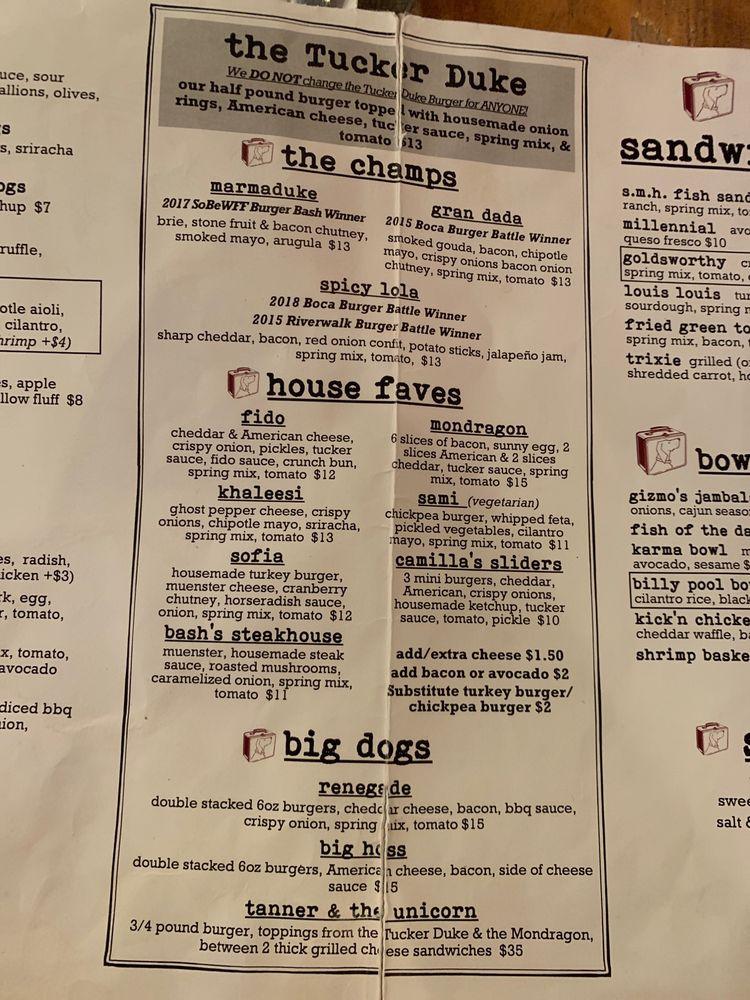Menu at Tucker Duke's pub & bar, Deerfield Beach, S Powerline Rd #102