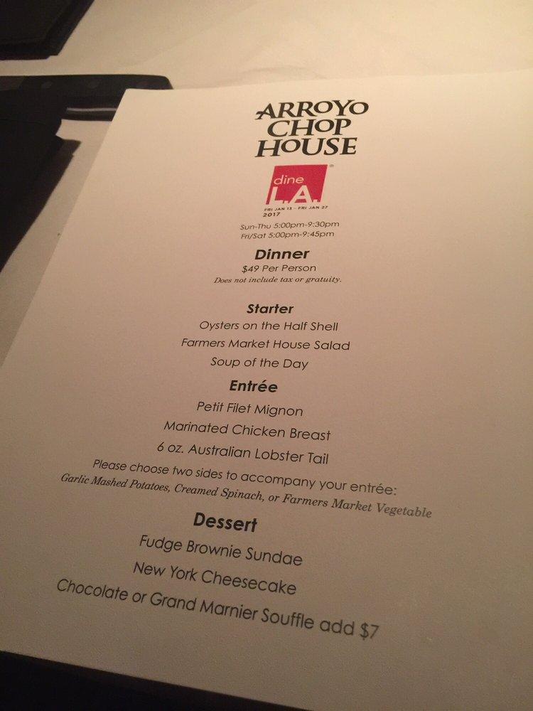 Menu at Arroyo Chop House pub & bar, Pasadena