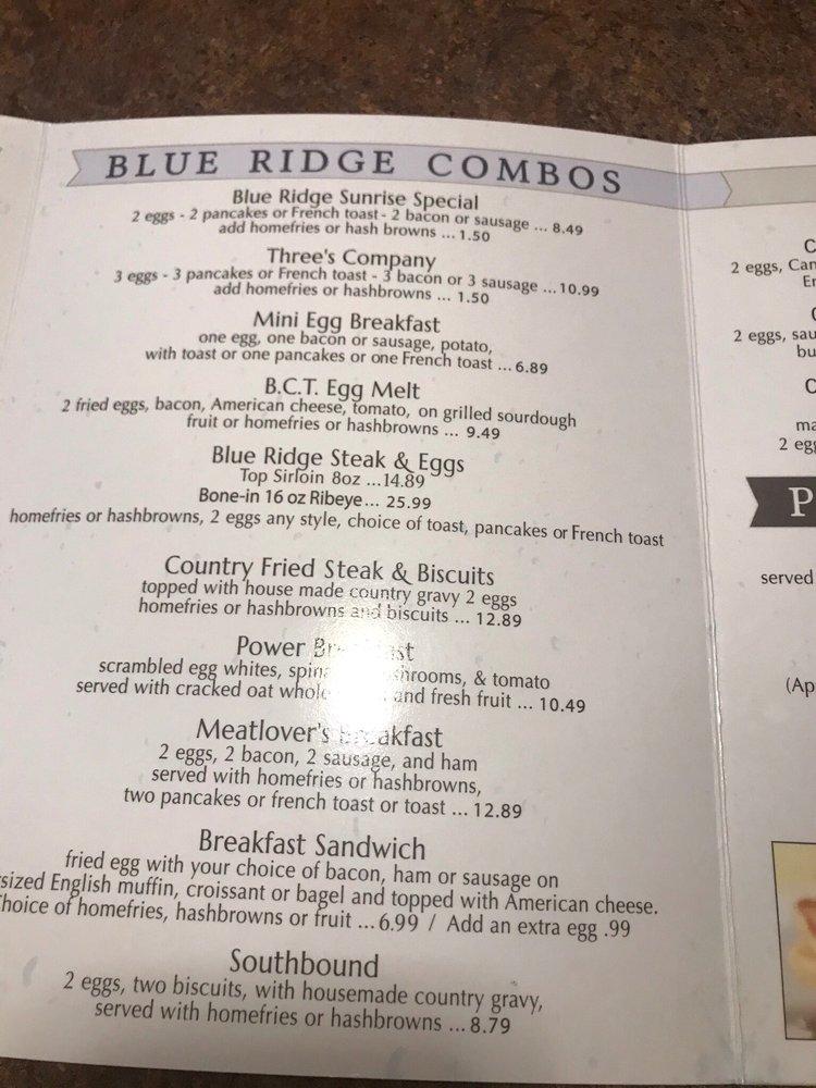 Menu at Blue Ridge Grill restaurant, Rochester, W Ridge Rd