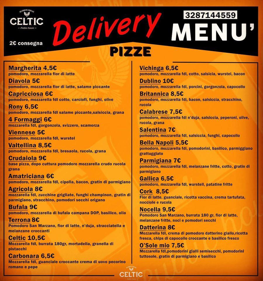 Menu at Celtic Pub Pizzeria, Mesagne