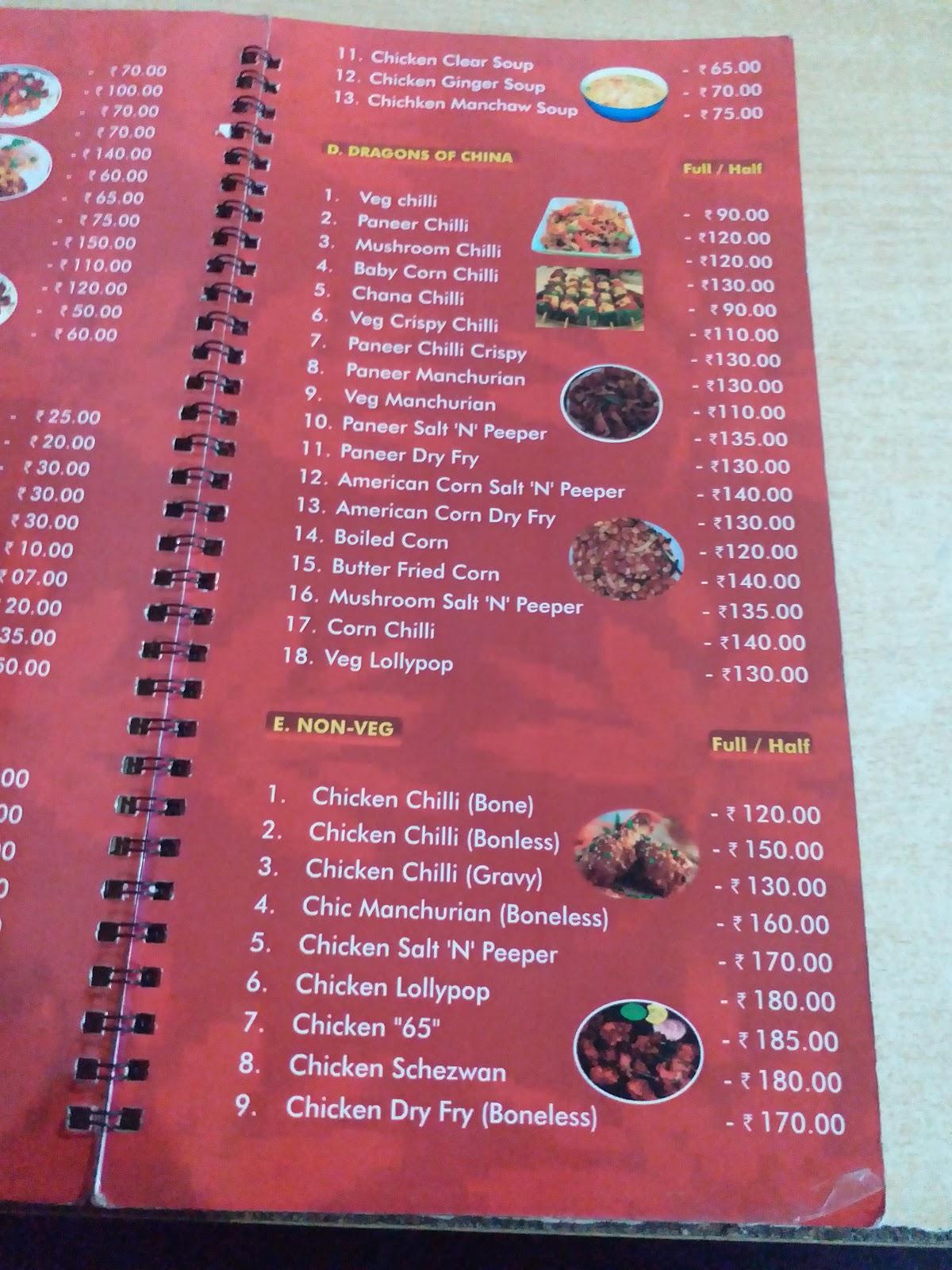 Menu at Hotel Roll Model, Ranchi