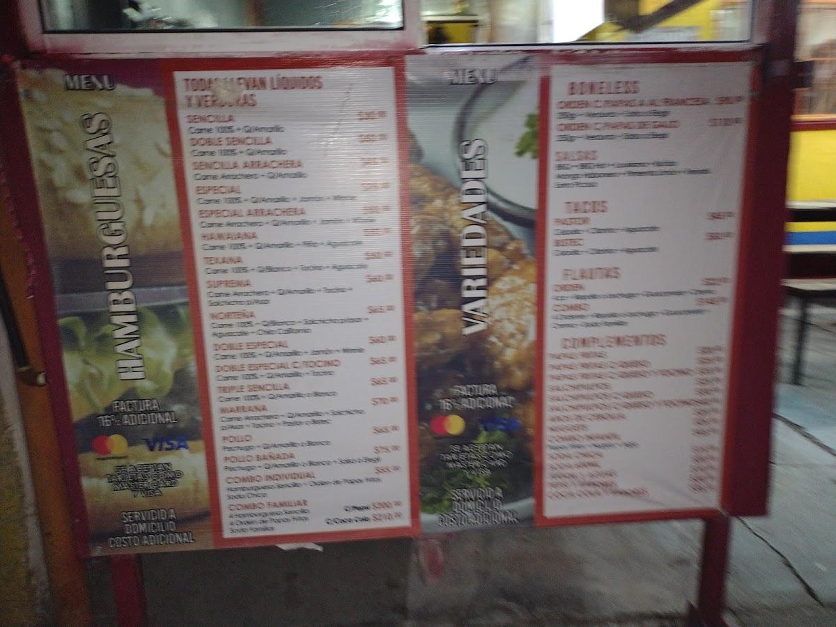 Carta del restaurante Oasis Burger & Boneless, Ciudad Juarez