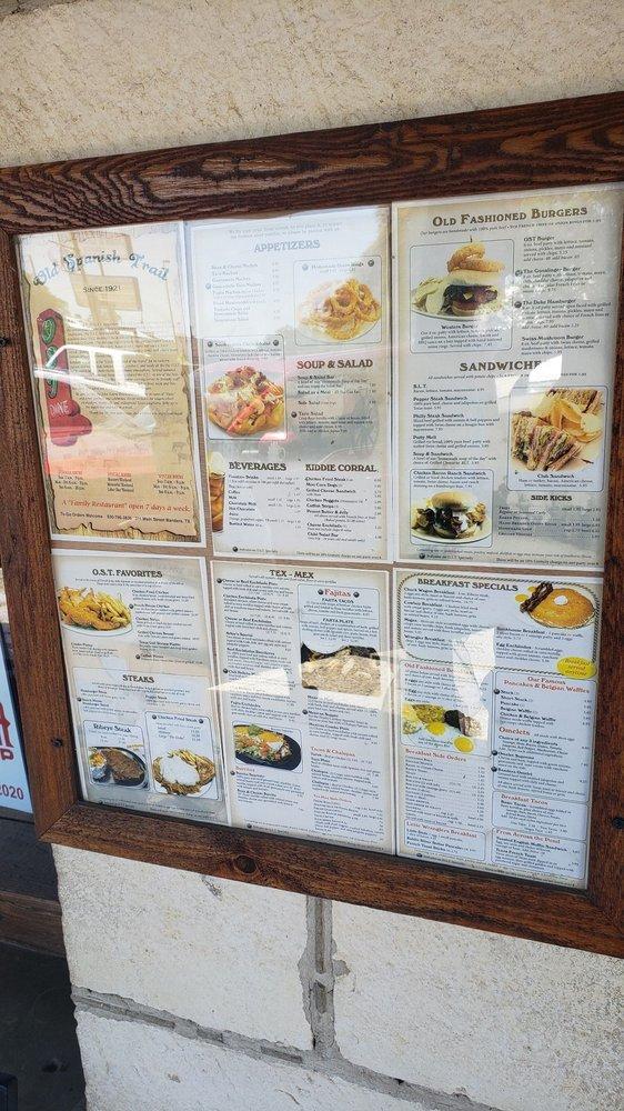 Menu at O.S.T. Restaurant, Bandera