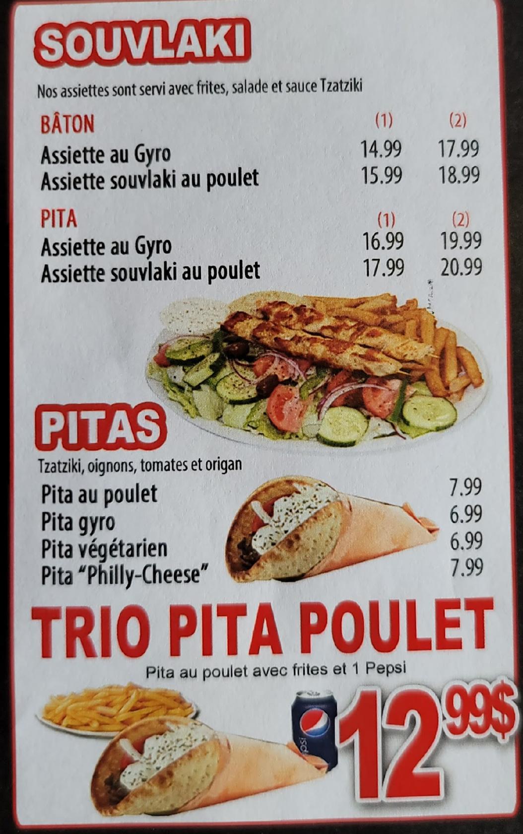 Menu at Pizzeria Cartier, Laval, 395 Bd Cartier O