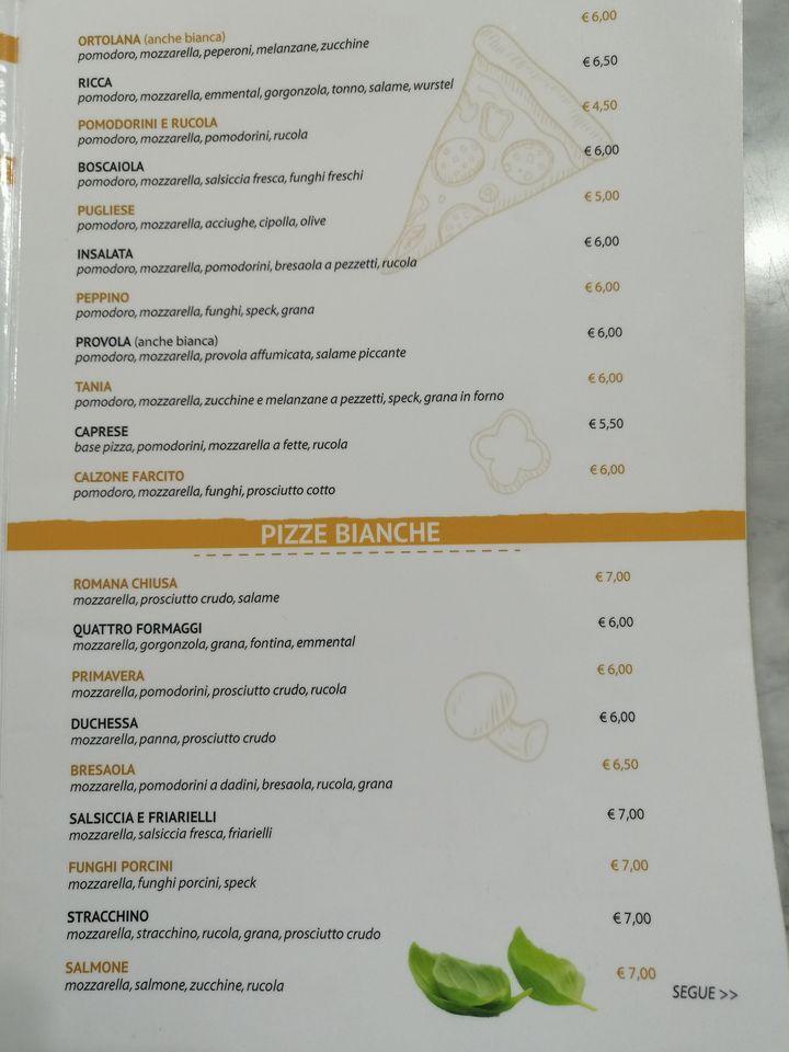 Menu at Pizzeria Da Vincenzo, Ferrandina