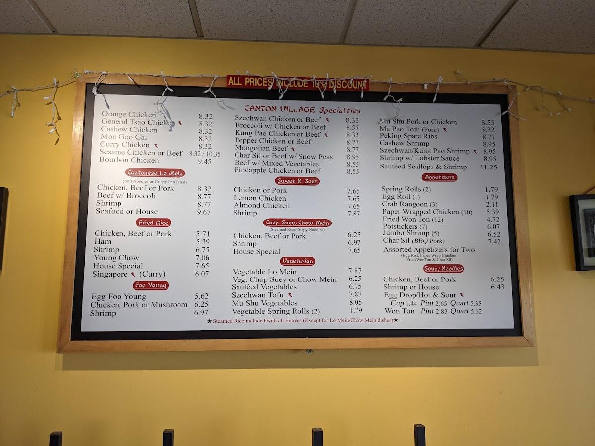 Menu at Canton Village restaurant, Murray, South 900 East Murray