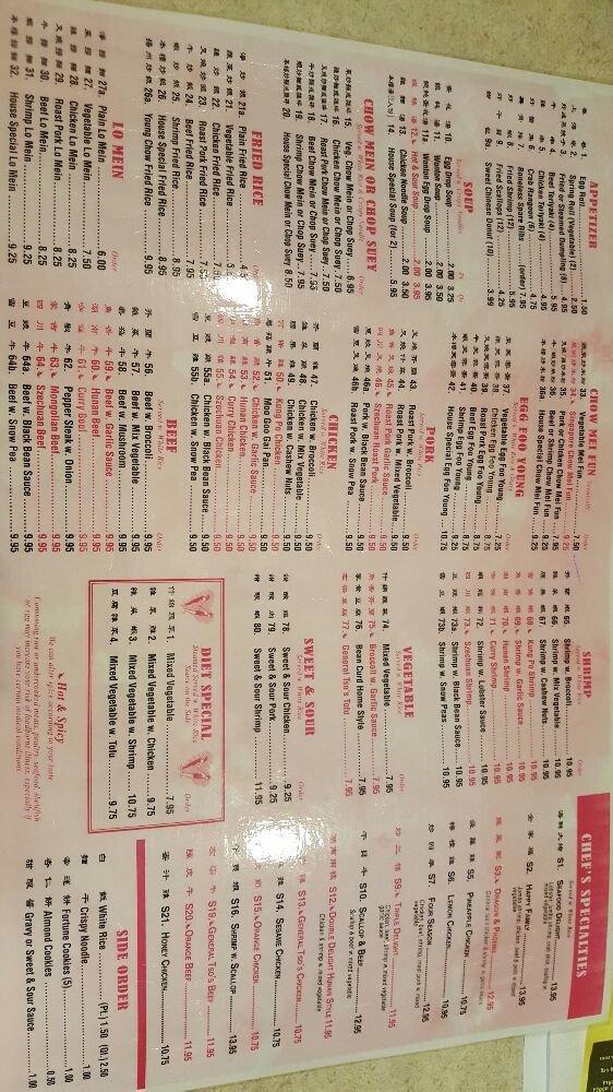 Menu at China King restaurant, Manistique