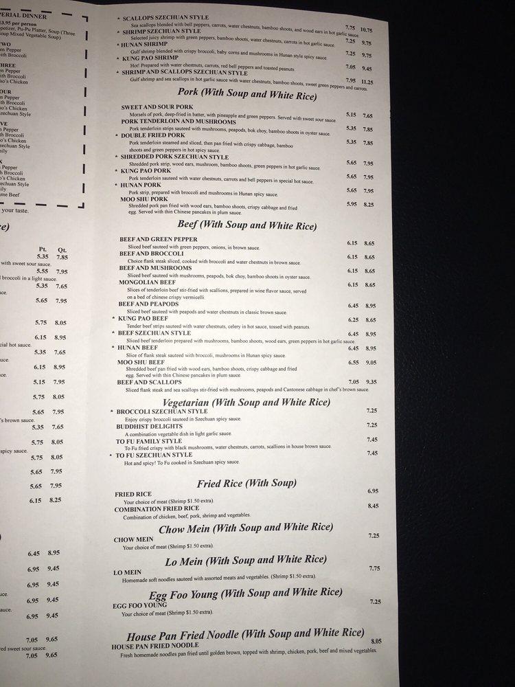 Menu at Dragon Palace restaurant, Greenfield