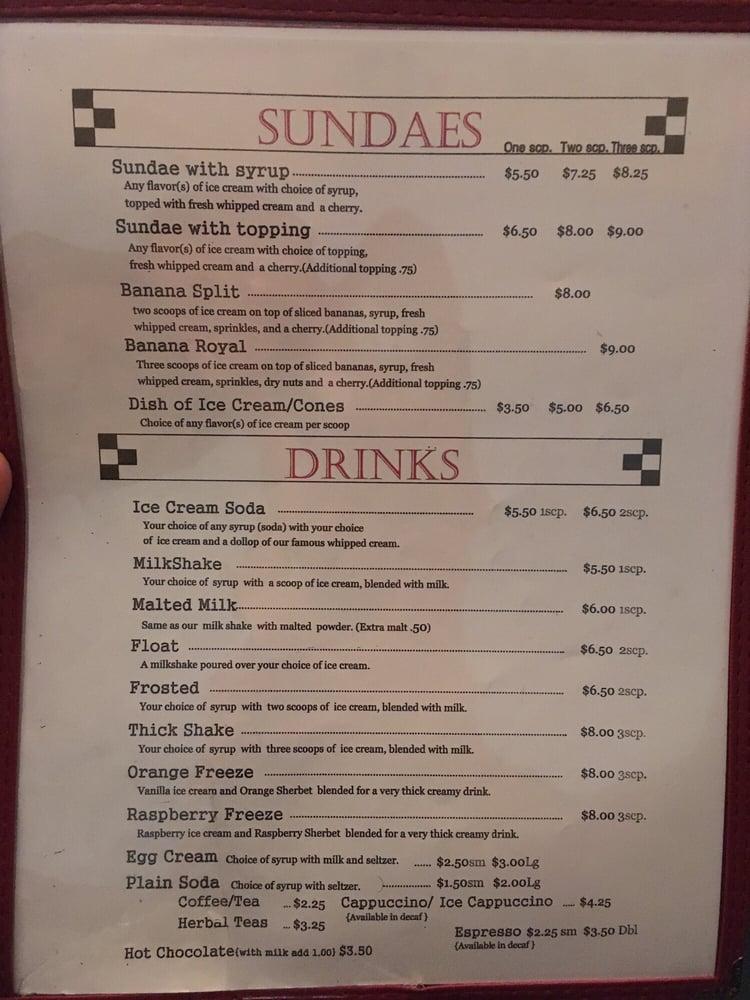 Menu at Eddie's Sweet Shop desserts, New York City