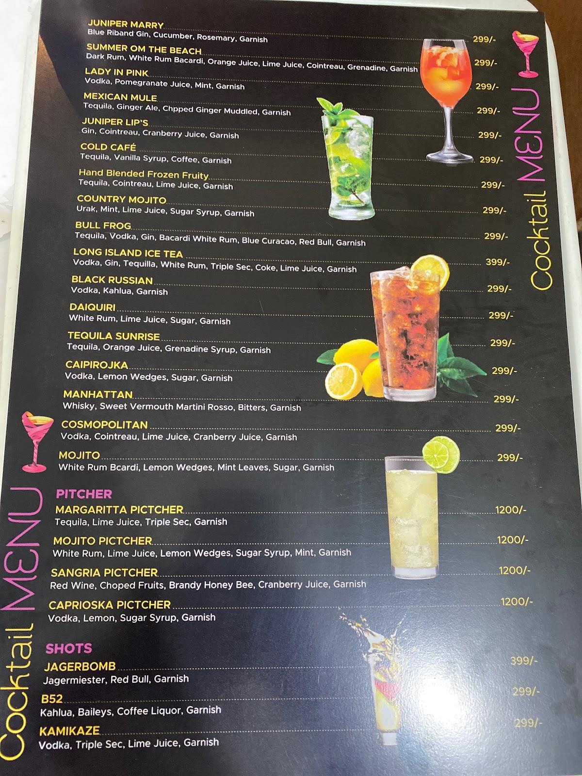 Menu at Gypsy Bar Goa Assagao, Assagao