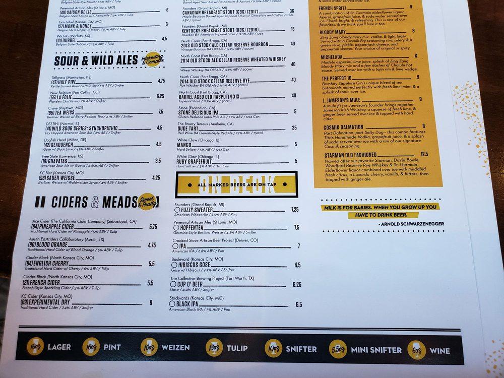 Menu at HopCat pub & bar, Kansas City