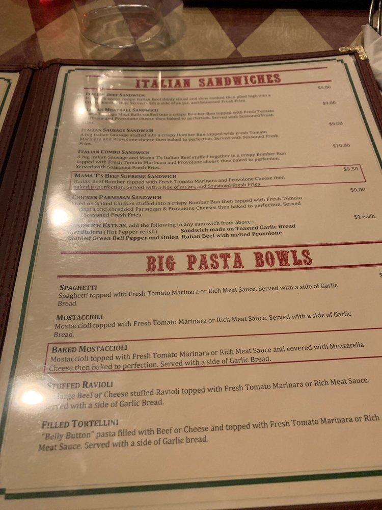 Menu at Mama T’s Italian Eatery restaurant, Elkhorn