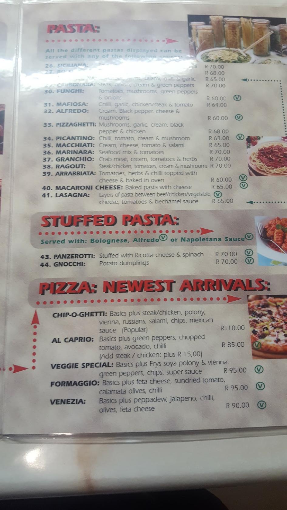 Menu at Pizzaghetti Lenasia restaurant, Lenasia