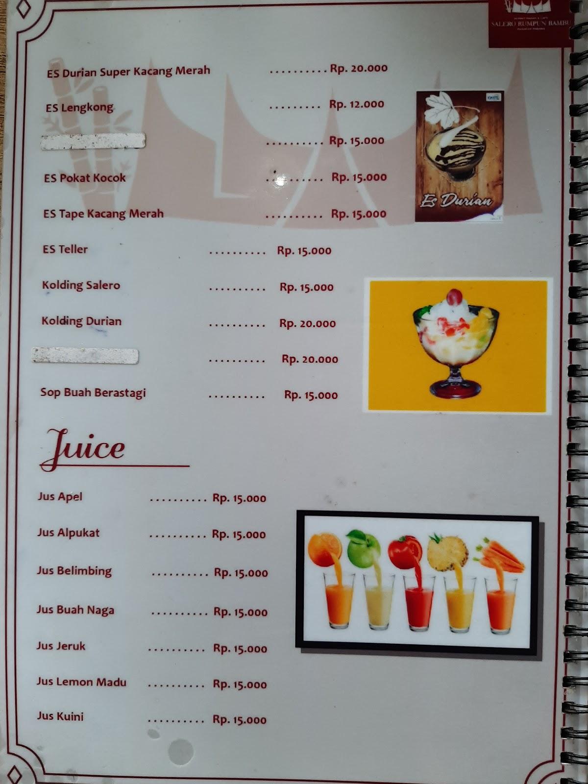 Menu at SALERO RUMPUN BAMBU restaurant, Kabanjahe