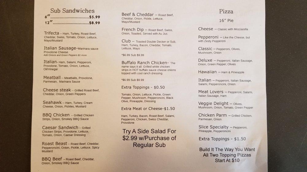 Menu at Slice of Life pizzeria, Tacoma