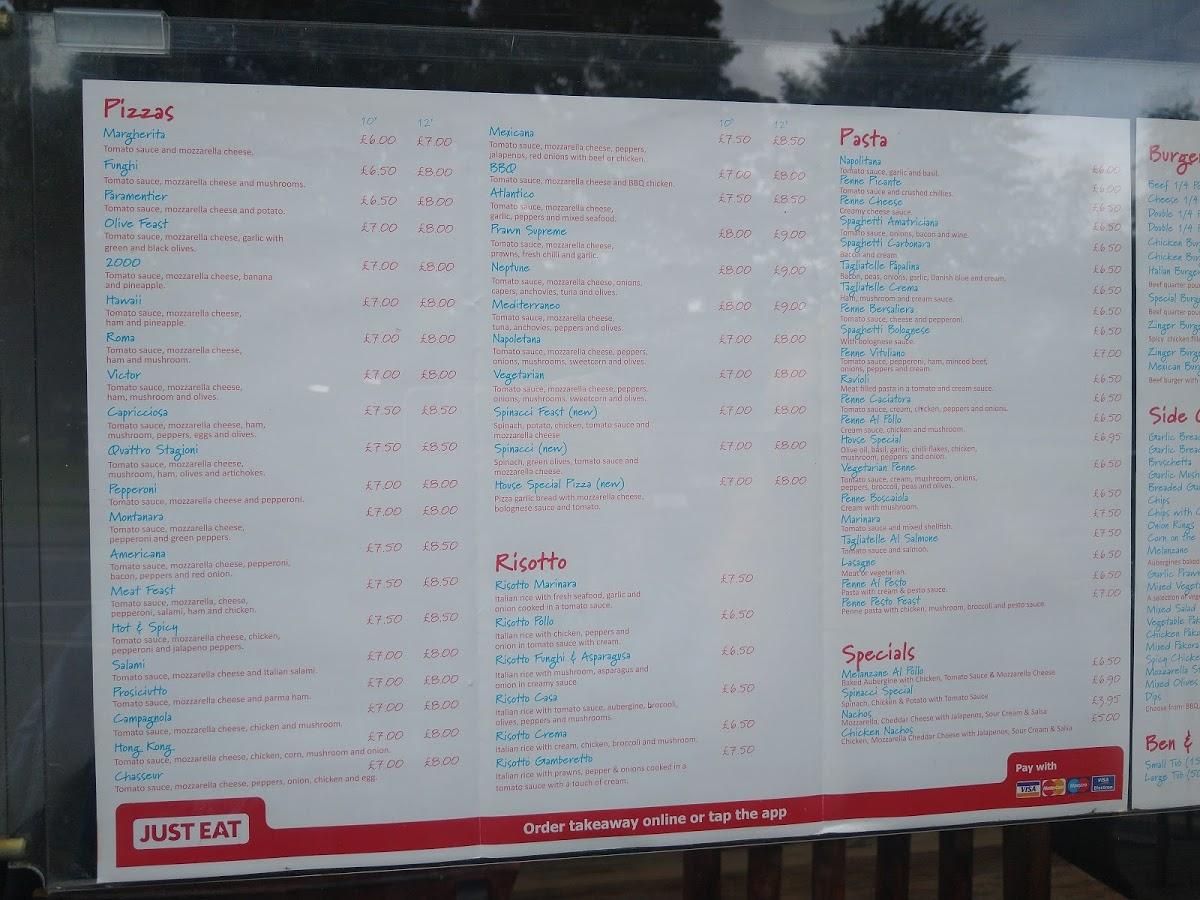 Menu at Italian Connection restaurant, Edinburgh