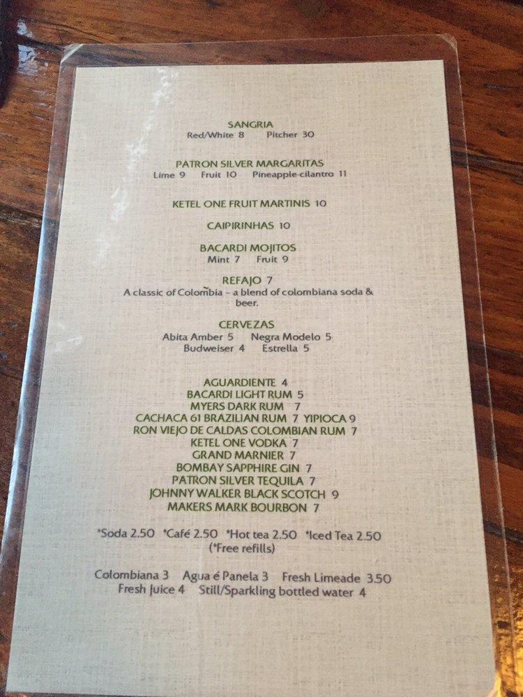 Menu at Maïs Arepas pub & bar, New Orleans