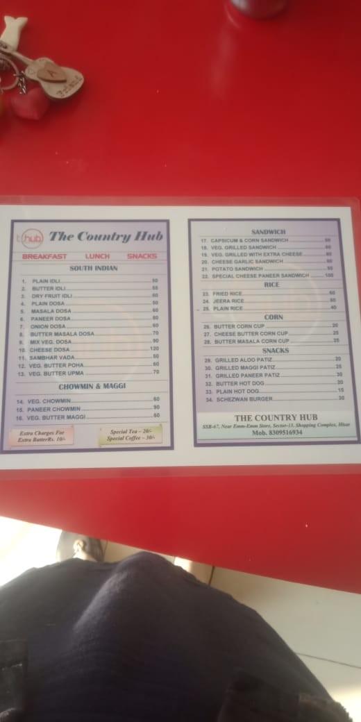 Menu at THE COUNTRY HUB RESTAURANT, Hisar