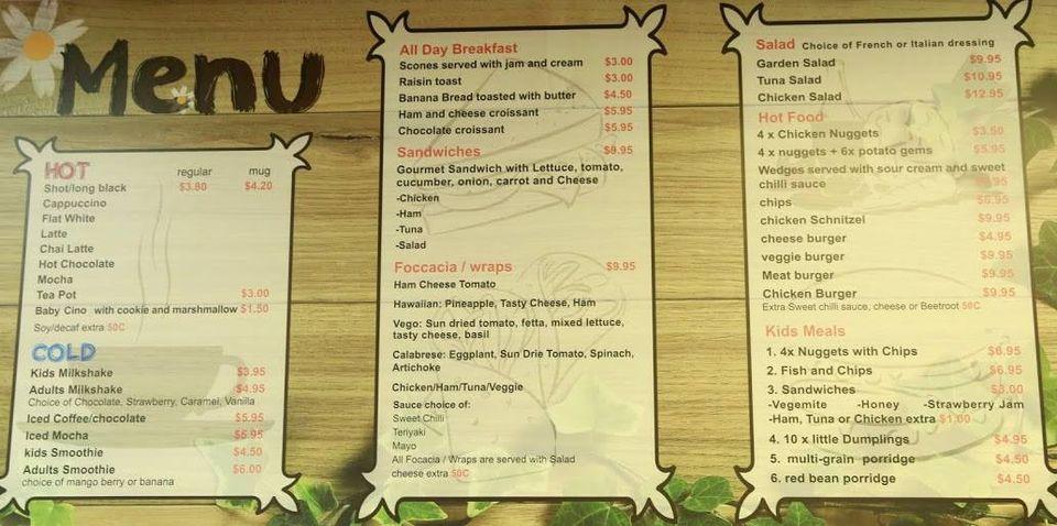 Menu at Tiny Tots Playland and Cafe, Glenhaven