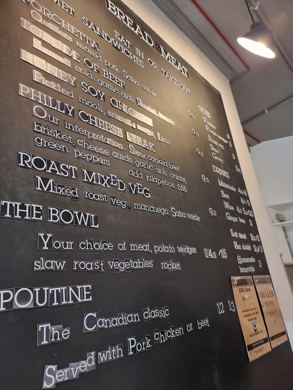 Menu at Bread & Meat pub & bar, Cambridge