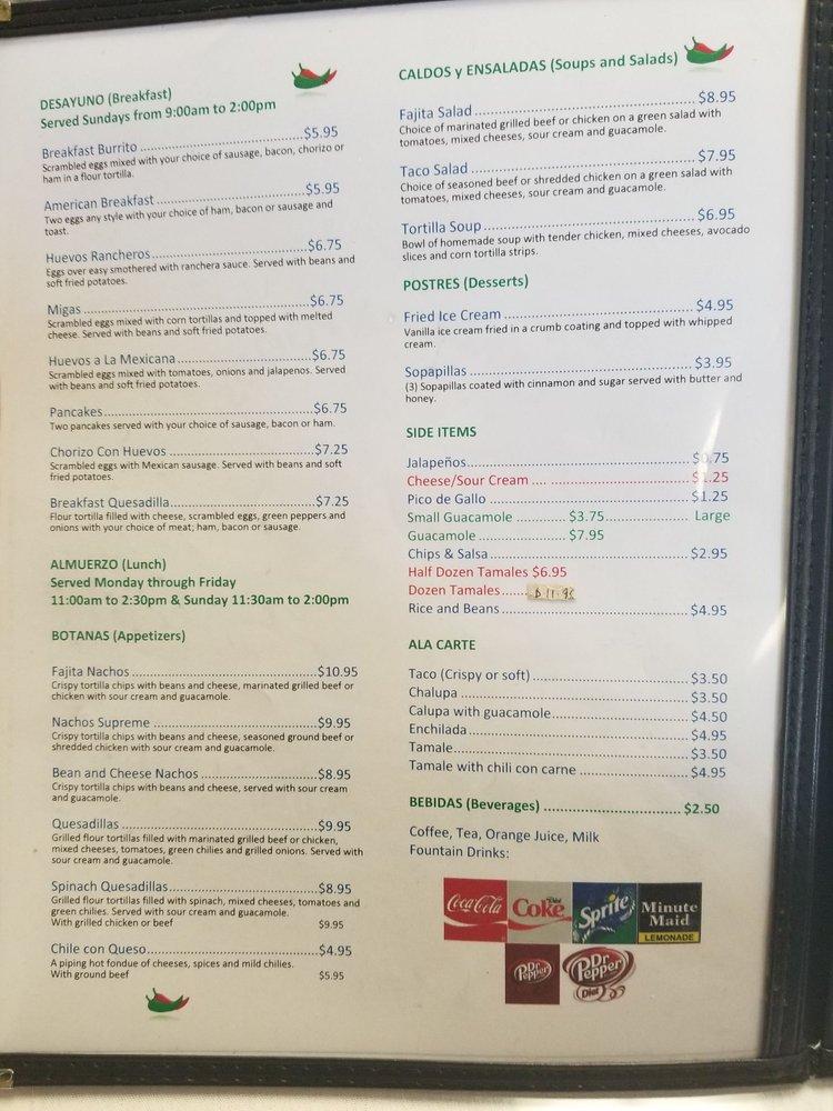 Menu at Cardona Foods restaurant, Fort Worth