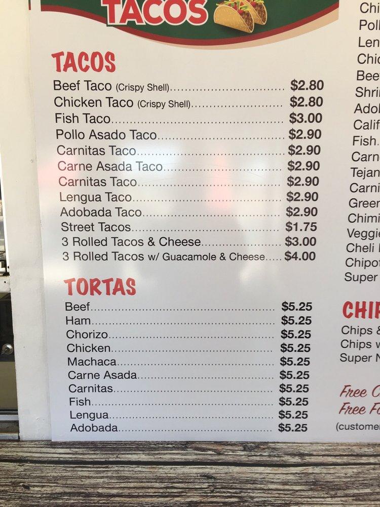 Menu at Gilberto's Tacos Mexican Restaurant, Citrus Heights