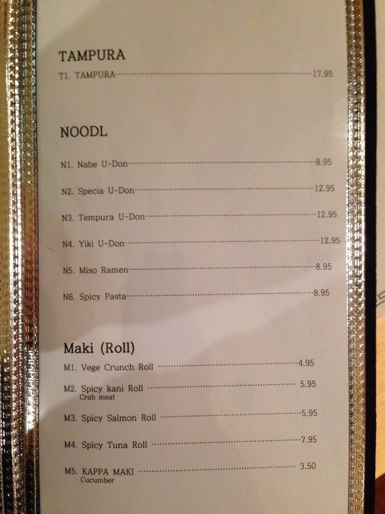 Menu at Japan Go Sushi restaurant, Moncton