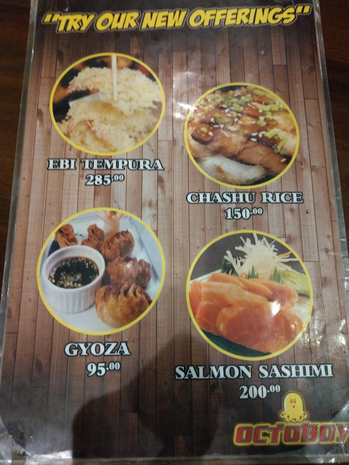 Menu at Octoboy restaurant, Quezon City, 749 Banawe St. Cor Sct Alcaraz