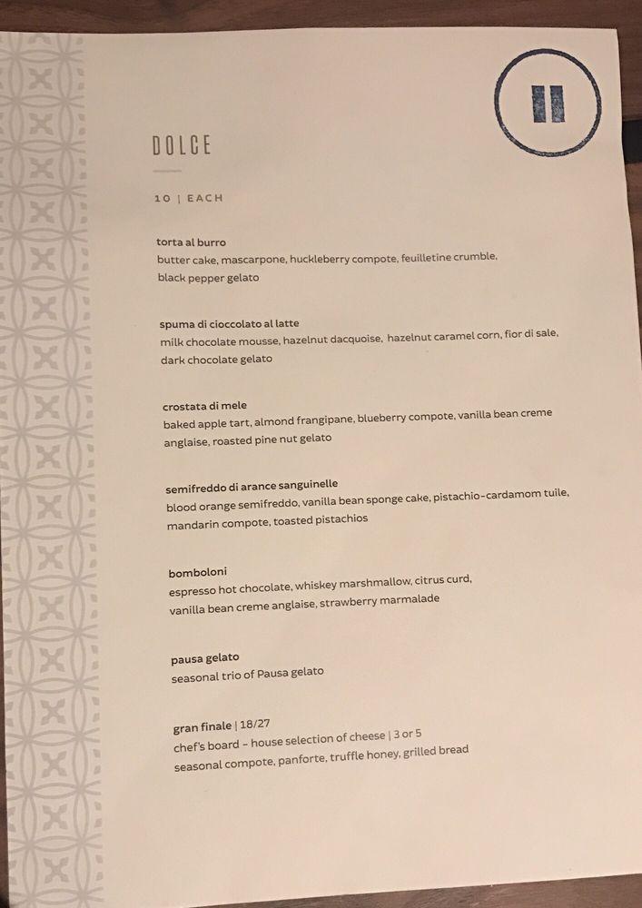 Menu at Pausa Bar & Cookery, San Mateo