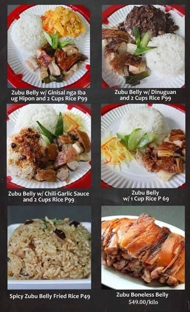 Menu at ZubuBelly - Boneless Lechon- Marina Mall, Lapu-Lapu City