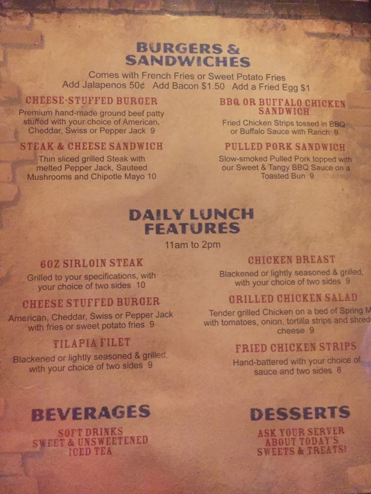 Menu at Blue Bull grill restaurant, Magnolia, N Dudney Rd