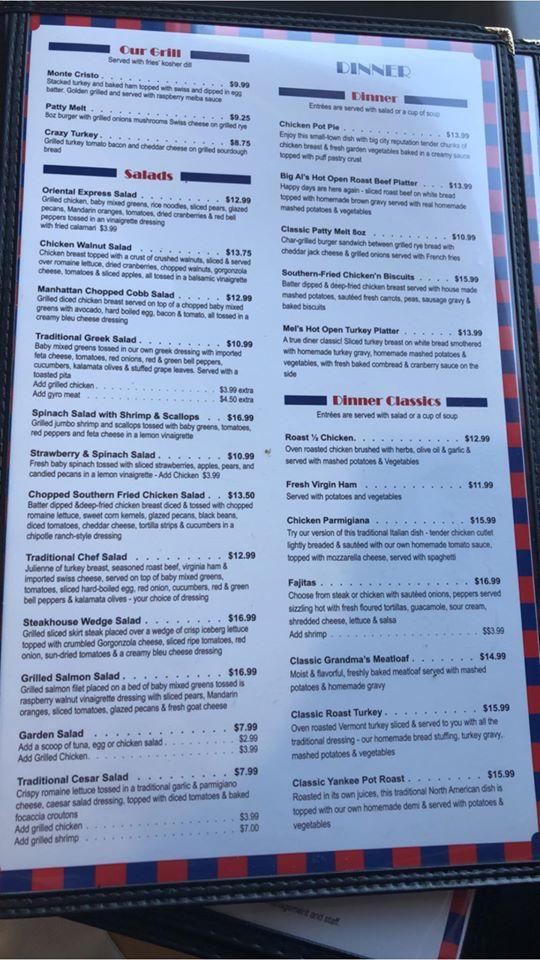 Menu at Grandpa's Restaurant, Naugatuck